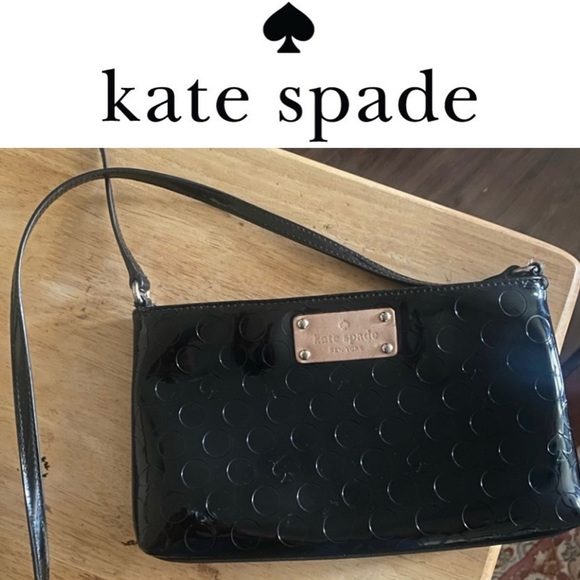 kate spade | Bags | Kate Spade Black Patent Leather Crossbody Embossed ...